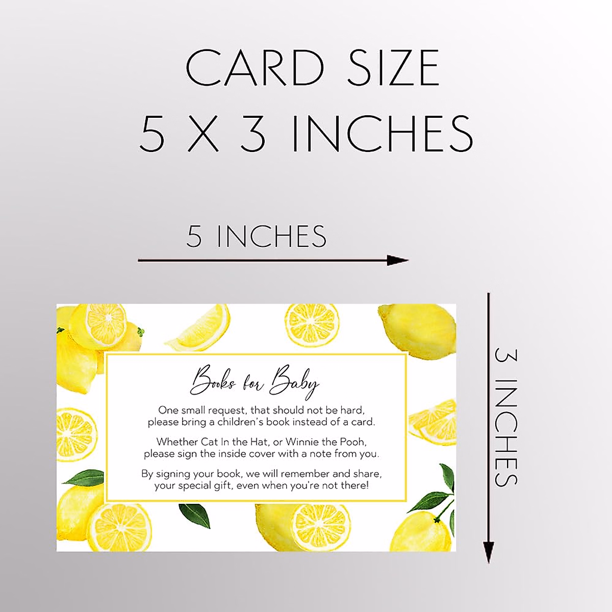 Lemonade Baby Shower Bring a Book Cards Lemon Theme Baby's First Book Library Collection Keepsake Gift Ideas Activities Squeeze (25 Count)