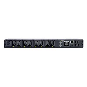 CyberPower PDU41004 Switched PDU, 100-240V/12A, (Derated to 12A UL /10A CE), 8 Outlets (C13), Input (C14) 10 ft. Cord, 1U Rackmount, 3 Year Warranty - Black