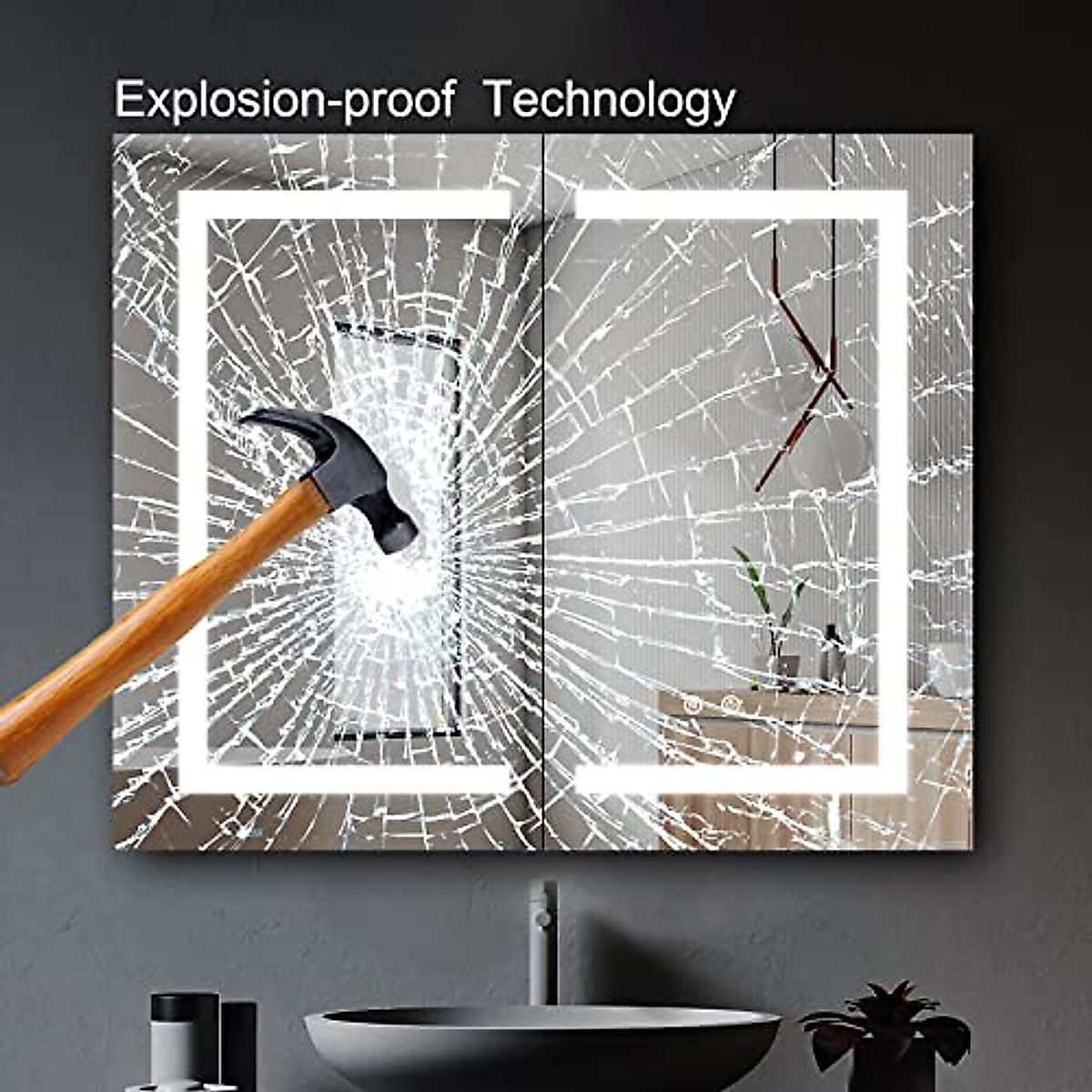 Wemin Smart Home Recessed or Surface 36x30 Inch LED Mirror Medicine Cabinet with Adjustable Color Temp, LED Lighted Medicine Cabinet w/Defogger, Light Color Dimmer(2700-6500K), Outlets & USB (36 x 30)