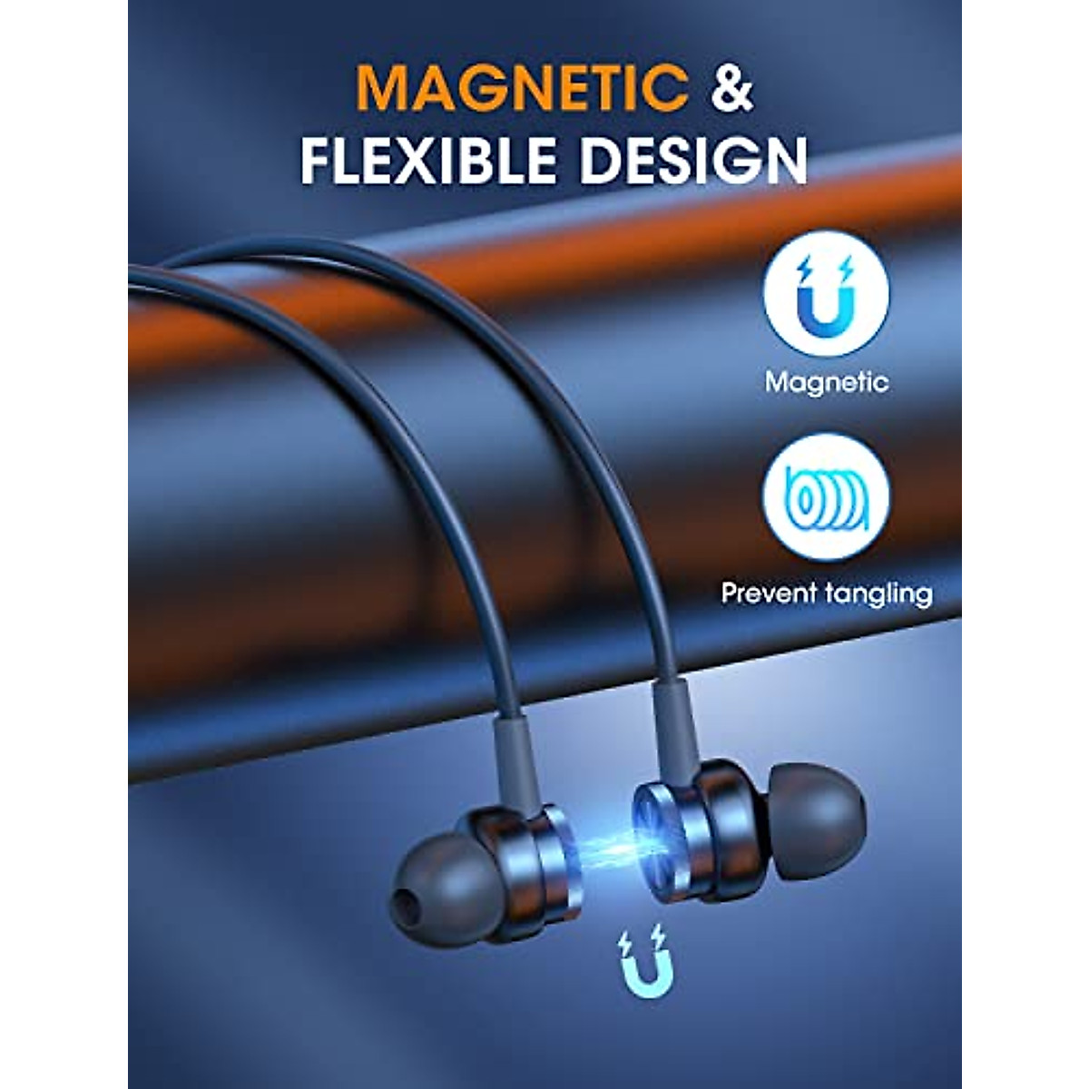Bluetooth Headphones Wireless Earbuds 𝟒𝟐𝐇 Playtime Sports Magnetic Neckband Headphones Ergonomic Earbuds Ultra-Lightweight Comfort IPX7 Waterproof in-Ear Earbuds with Mic for Gym Workout Running