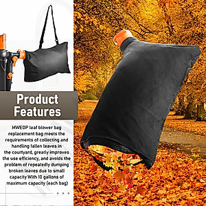 MWEDP 50026858 Trivac Leaf Collection Bag WGBAG500 Compatible with Worx WG500, WG501, WG502, WG505, WG508, WG509, WG518 Blower/Vacuum Cleaner
