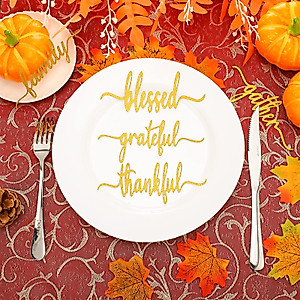 20 Pieces Thanksgiving Plate Place Cutouts Thankful Gather Grateful Blessed Family Place Setting Letter Place Card Cutouts Table Plate Paper Settings for Thanksgiving Wedding Valentine Engagement