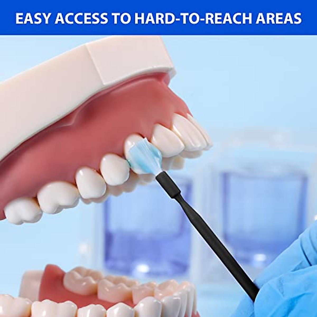 400 Pcs Disposable Dental Micro Applicators Fluoride Applicator with Dispenser, Black Bendable Applicator Brush Microbrush Applicator Tips Dental