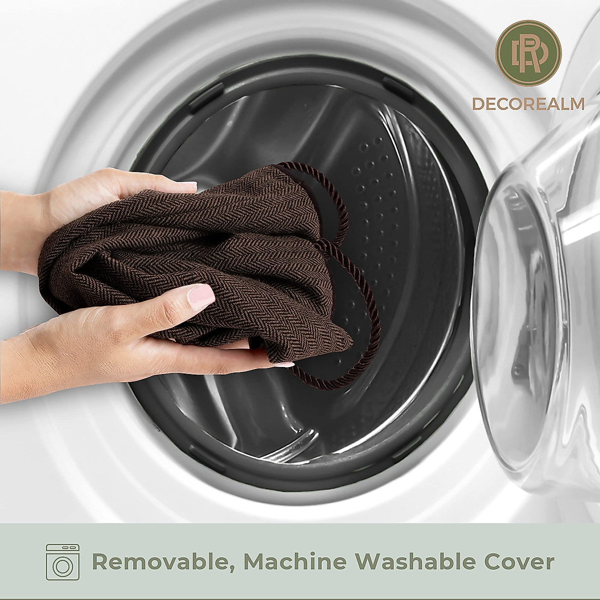 Under Door Draft Stopper and Blocker, Draft Guard for Doors and Windows, Decorative Fabric Cylinder Blocker Provides Weighted Door Insulation by DECOREALM (Brown, 36 Inches)