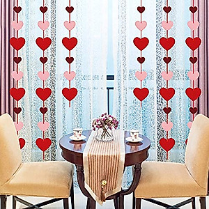 8 Packs Valentines Day Felt Heart Hanging String Garlands - NO DIY - Valentines Decorations - Valentine's Day Party Decorations Supplies - Valentines Burgundy Pink Red Heart Garland Decorations