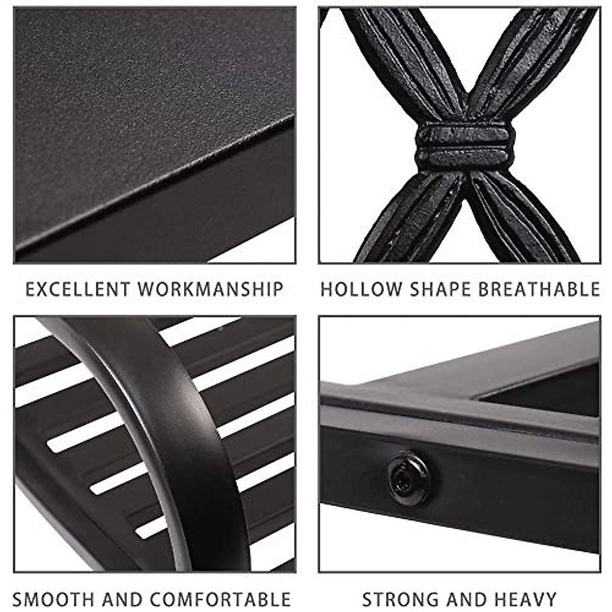 Best Home Product Anti-Rust Metal Bench Garden Bench with Back Porch Benches for Outdoor 400 lbs Cast Iron Steel Frame Chair Waterproof,Black, 50 inches x23.6 inches x33.4 inches (LxWxH)