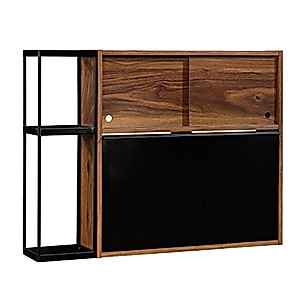 Sauder Harvey Park Wall Bar, L: 33.27" x W: 5.91" x H: 25.0", Grand Walnut Finish
