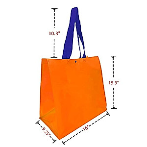 Little Fire Craft Reusable Grocery Bag Woven Plastic Shopping Bags Gift Bag Heavy Duty Moving Bag Lightweight Durable Foldable 3 Pack Orange