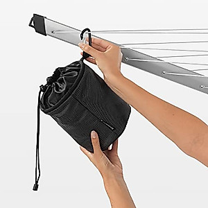 Brabantia - Premium Peg Bag - Laundry Pegs Storage - Durable Weather-Resistant Materials - with Closing Cord - Bag Hook - Clothes Pins - Black - Up to 150 Pegs