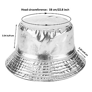 Joylife Metallic Bucket Hat Trendy Fisherman Hats Unisex Reversible Packable Sun Cap, Silver
