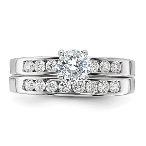 IceCarats 925 Sterling Silver Cubic Zirconia CZ Wedding Band Engagement Ring Bridal Jewelry Set