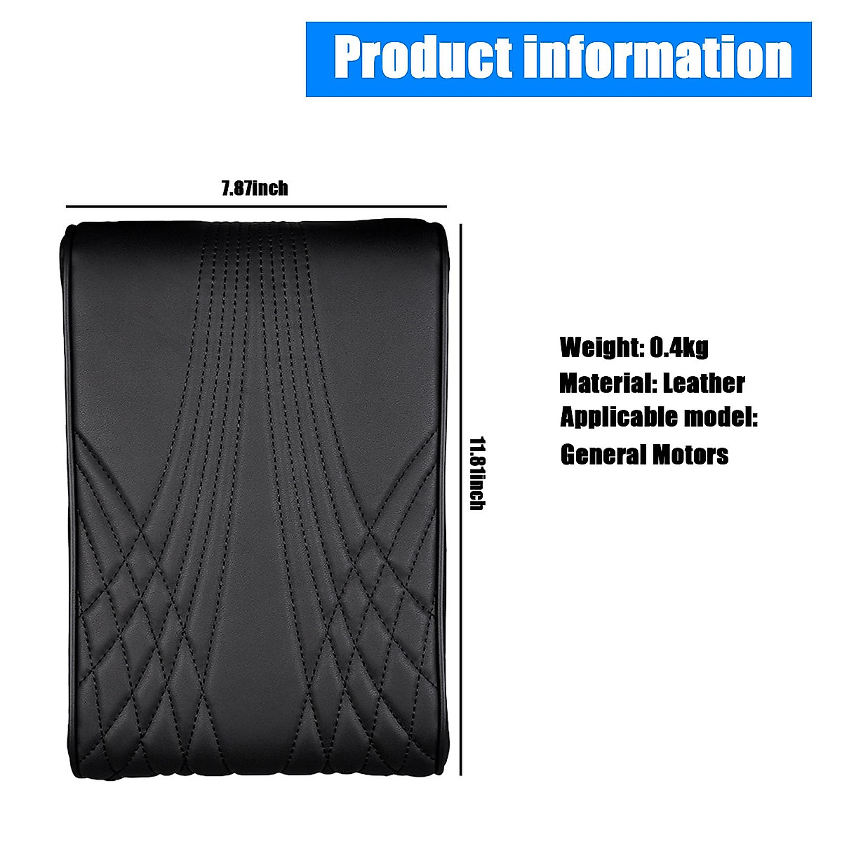 Hawyet 1 PC Car Memory Foam Center Console Armrest Pad, 12.59" x 8.66" x 1.96" Corrugated Leather Armrest Box Booster Pad, Universal for All Seasons, Suitable for Most Models (Black)