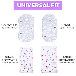 BREALIZE – Baby Bassinet Sheet, 100% Jersey Cotton – 2 Pack – 32 x 16 x 4 inches, Universal Fitted Bassinet Sheets for Baby Girls and Boys with Cloud and Bear Pattern – Color Grey and White