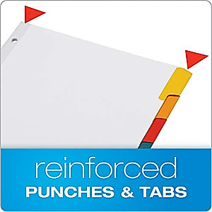 Oxford Write ’n Erase Binder Dividers, 8 Tab, Write On Tabs, Erase Ballpoint Pen, Non Permanent Marker or Pencil, White, Color Tabs, 6 Sets (89991)