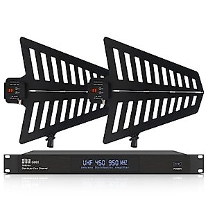 XTUGA GA816 UHF Wireless Antenna Distribution System Bundle 360°Active Omnidirectional Super Signal,Long Range 2600ft,for Stage Performance,Wedding, Outdoor Broadcasting with Antenna Paddle
