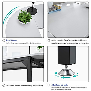 Foxemart L Shaped Desk Corner Desk 58" Computer Gaming Desk PC Table Writing Workstation for Home Office, Large L Study Desk 2 Person Multi-Usage Tables Modern Simple Desk with Storage Bag & CPU Stand