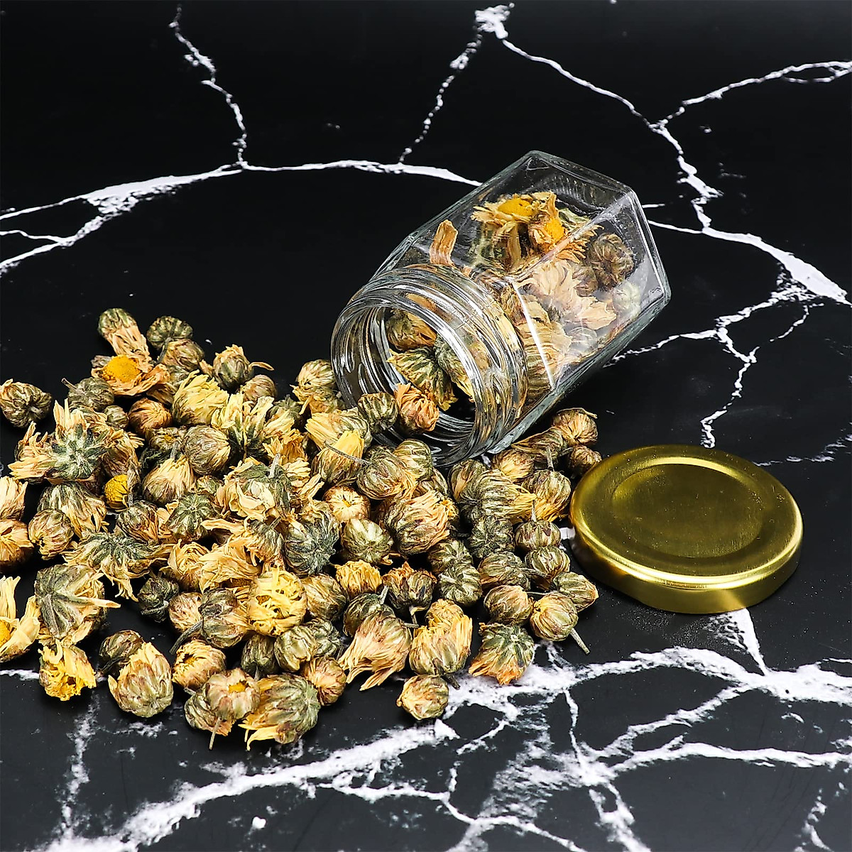 3 oz Hexagon Glass Jars with Gold Lids, 30 Pack Honey Jars Canning Jars Small Spice Jars for Jelly, Herb, Jams, Candy, Wedding Favors, Includes Labels and Pen