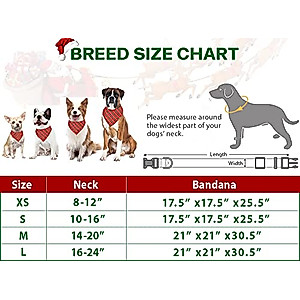 Taglory Christmas Dog Collars and Bandanas Set, Xmas Costume Triangle Pet Scarf & Collar for Medium Large Dogs, Red Plaid, 14-20"