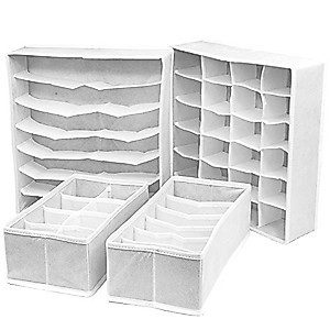 Sorbus Set of 4 Foldable Drawer Dividers, White