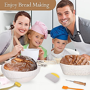 Watcor Sourdough Bread Baking Supplies Set,10 Inch Oval & 9 Inch Round Banneton Bread Proofing Baskets with Linen Liner, Silicone Bread Sling, Danish Dough Whisk, Dough Scraper Kit, Silicone Brush