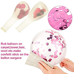84 Pieces Pink Ribbon Balloons Breast Cancer Awareness Balloons Transparent Confetti Glitter Balloons Set for Party Decoration
