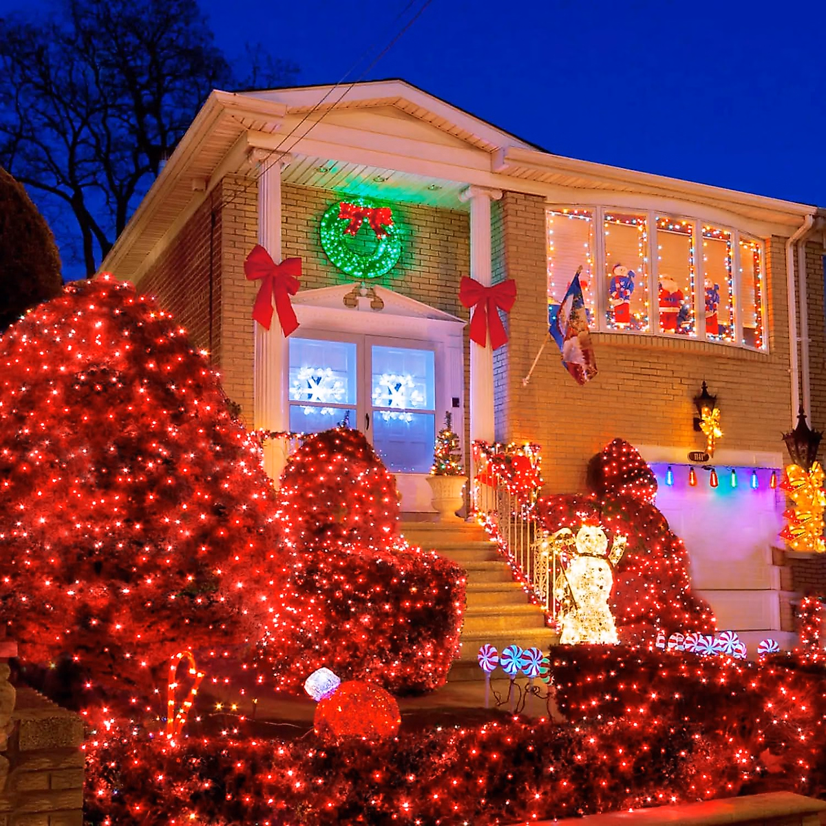 JMEXSUSS 200 LED Color Changing Christmas Net Lights, 9.8ft x 6.6ft Connectable Net Lights Outdoor Mesh Lights with Remote, 11 Modes Plug in Bush Christmas Lights Outdoor (Warm White & Multicolor)