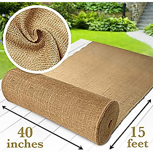 Burloptuous 40"x15 Feet Gardening Burlap Roll - Multipurpose Natural Burlap Fabric, High Density Jute Fiber Material for Decorations, Center Pieces for Home, Rustic Party Décor