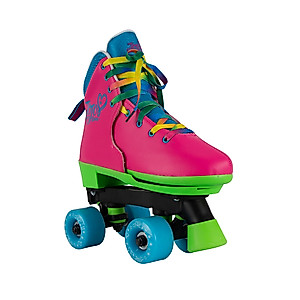 Circle Society Adjustable Roller Skates for Girls, JoJo Siwa Rainbow Design – Classic Kids' Skates, Sizes 12-3, Ideal for Indoor & Outdoor Skating Fun