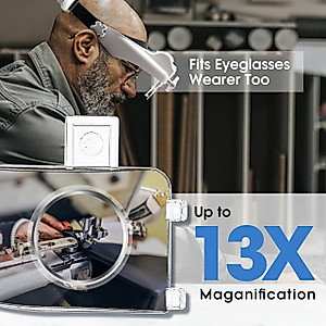 Lighted Head Magnifying Glasses Visor Headset with Light - Headband Magnifier Loupe Hands-Free for Close Work,Sewing,Crafts,Reading,Repair,Jewelry (1.5X to13.0X)
