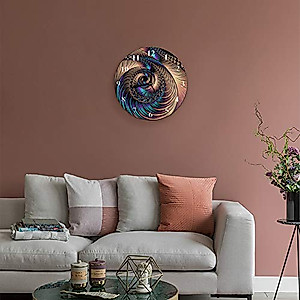 HGOD DESIGNS Fractal Round Wall Clock,Abstract Fractal Patterns and Shapes with Flowers and Spirals Round Wall Clock Home & Garden Wall Decorative for Bedroom Office School Art(10")