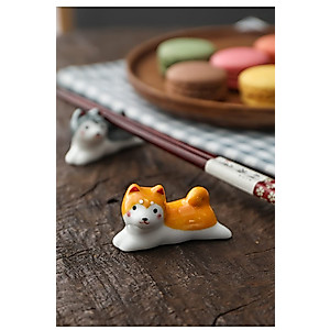 STJDM APULM Shiba dog chopstick holder Creative ceramic ornament chopstick holder chopstick holder cute fashion desktop decoration chopstick holder kitchen supplies restaurant bistro 5 pieces (A-5)