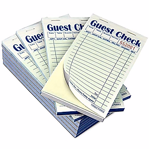 FMP Brands Double Part Guest Check Pads for Restaurants, Perforated 2 Part Green and White Carbonless Check Book for Bars, Cafes and Restaurant Orders, 10 Pads, 50 Sheets/Pad