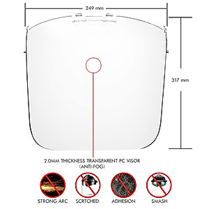 Weldsamurai Face Shield for Grinding, Multi-Purpose Safety Mask Shade 5 - Anti-UV/IR & Anti-Fog & Anti-Scratch Coated Clear Lens