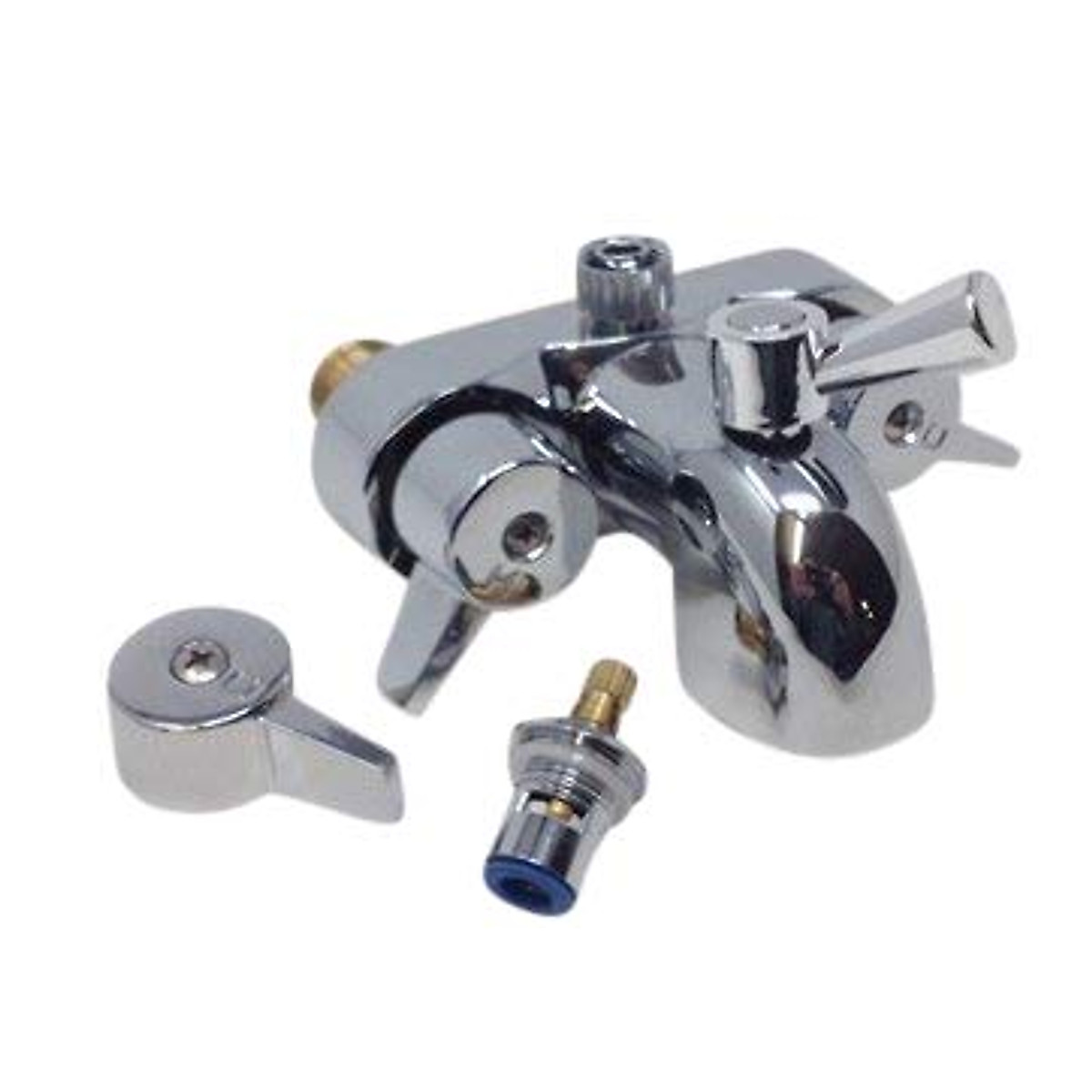 My PlumbingStuff R2200A Clawfoot Tub Shower Faucet and Rectangular Combo Set - 3 ⅜-Inch Center-Diverter Faucet in Chrome - ¾” MIP Connections - 61” 2-Piece Riser with Shower Head -42” x 27” Shower Rod