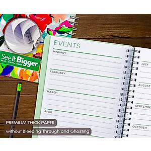 PlanAhead See IT Bigger April 2024 - June 2025 Size 8.75" x 5.5" x 0.5" Monthly/Weekly Medium Planner and Twin Fluorescent Pen (Floral Coppa)