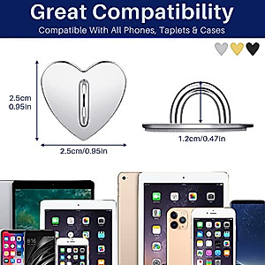 Moxweyeni 6 Pcs Cell Phone Ring Holder Stand Phone Ring Holder Adhesive Metal Phone Finger Grip Universal Ring Holder for Cell Phone Tablet, Sticky Phone Charms Accessories (Heart Shaped)