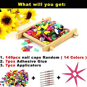 VICTHY 140pcs (14 Colors) Cat Nail Caps, Cat Claw Covers Cat Nail Covers with Adhesives and Applicators (Small)