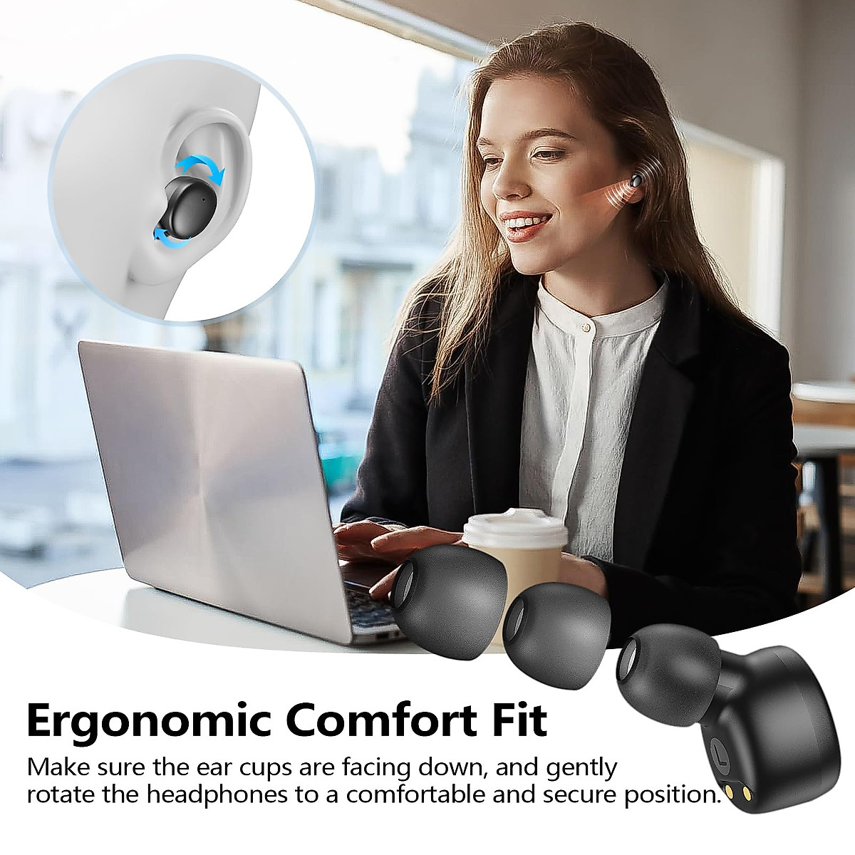 kurdene Wireless Earbuds Bluetooth 5.3 in Ear Buds Light Weight Headphones,Deep Bass Sound,Built in Mics Headset,Clear Calls Earphones for Sports Workout