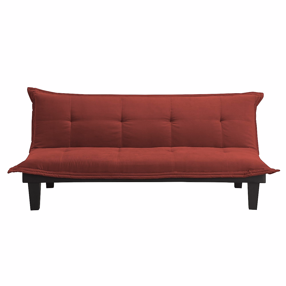 DHP Lodge Convertible Futon Couch Bed with Microfiber Upholstery and Wood Legs, Red