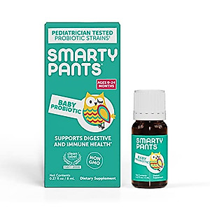 SmartyPants Baby Probiotic Drops: Probiotics for Digestive Health + Comfort & Immune Support, & DHA Vegan Liquid Drops for Babies (0-24 Months), Pediatrician Tested, 1.6 Billion CFU - 30 Day Supply