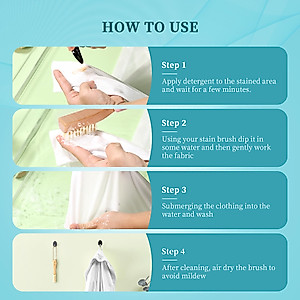 BFWood Laundry Stain Brush, Natural Soft Boar Bristles, Removes Tough Stains from Delicate Fabrics Like Knits, Cotton, and Linens, Gentle on Fabrics, No Damage