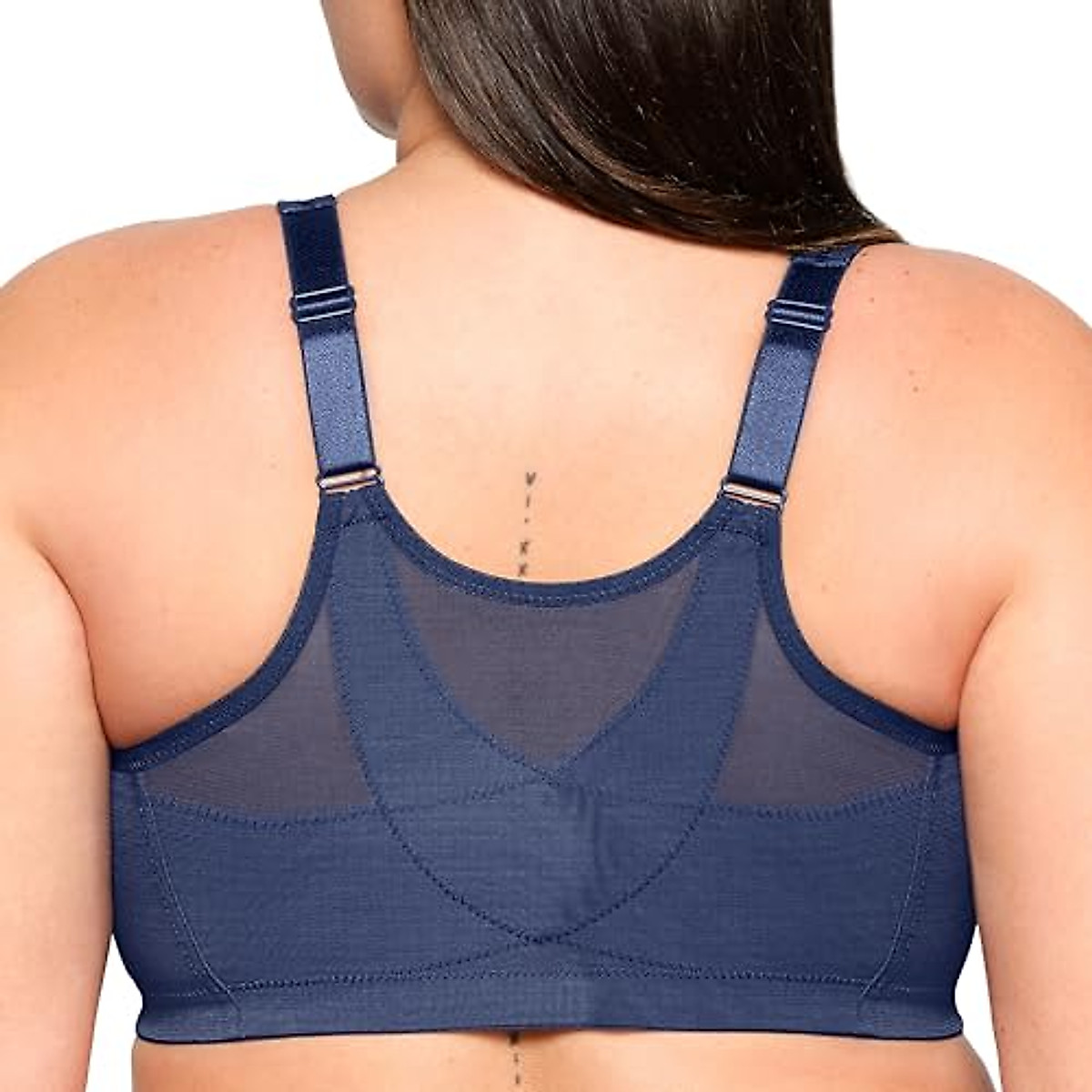 Glamorise Full Figure Plus Size MagicLift Front-Closure Posture Back Bra Wirefree #1265 Blue 40K