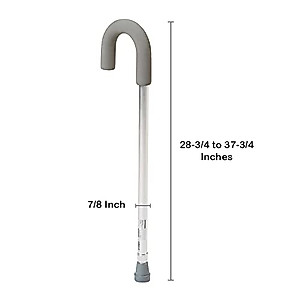 McKesson Walking Cane with Foam Round Handle, Aluminum, Adjustable Height 28 3/4 in to 37 3/4 in, 1 Count