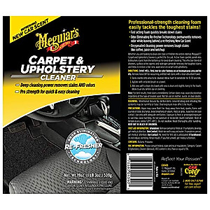 Meguiar's Carpet & Upholstery Cleaner - Automotive Carpet Cleaner, Upholstery Cleaner, and Fabric Cleaner in One, Pro-Strength Cleaning that Removes Odors and Leaves a New Car Scent, 19 Oz Aerosol