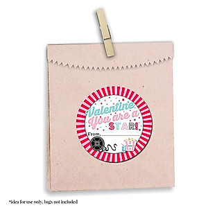Lights Camera Action Movie Star Themed Valentine Party Favor Sticker Labels, 40 2" Party Circle Stickers by Amanda Creation, Great for Classroom Valentines, Envelope Seals, Gifts & Treats