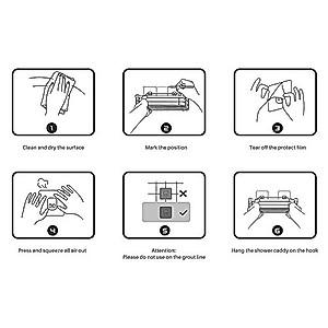 LUXEAR 6 Pack Reusable Adhesive Sticker for Bathroom Kitchen for Shower Caddy Basket Shelf Soap Dish Holder Kitchen Sink Caddy - No glue, Transparent