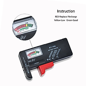 Battery Tester Checker, Universal Small Battery Tester for AAA AA C D 9V 1.5V, Button Cell Batteries Checker - Small Volt Checker for All Batteries - 1 Pack