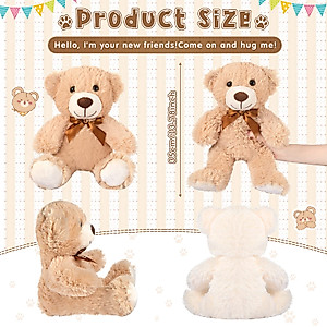 Zhanmai 12 Pcs 14 Inch Bear Stuffed Animal Bulk Plush Stuffed Bear for Baby Shower 2024 Graduation Gifts Birthday Party Favors Birthday Wedding Party Decorations(Light Brown, Khaki and White)