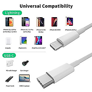 AUDIANO USB C to Lightning Cable [3 Pack], iPhone PD Fast Charging Cord MFi Certified TYPC C Port to iPhone Charging Cord for iPhone 13 12 11 Pro Max Mini X XS