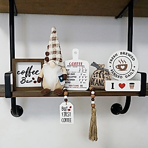 Coffee Bar Decor, 7PCS Farmhouse Coffee Gnome Tiered Tray Decor, Coffee Signs for Coffee Bar deocr, Coffee Bar Accessories Kitchen Table Decoration